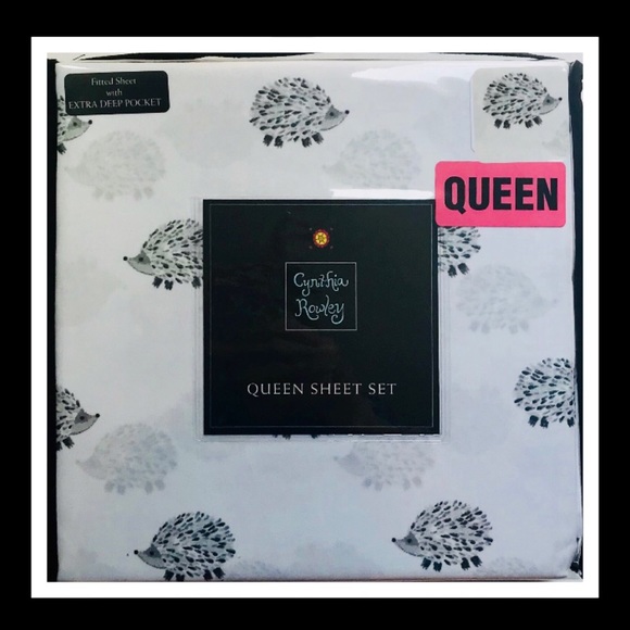 Cynthia Rowley | Bedding | Cynthia Rowley Gray Hedgehog Queen Sheet Set ...